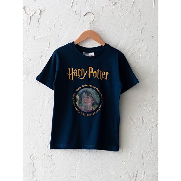 Bisiklet Yaka Harry Potter Baskılı Kısa Kollu Erkek Çocuk Tişört