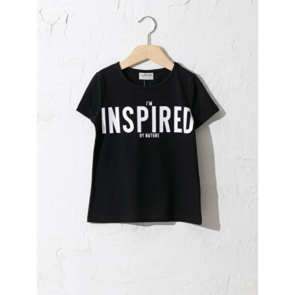 Kız Çocuk Yazı Baskılı Pamuklu Tişört Kız Çocuk Yazı Baskılı Pamuklu Tişört