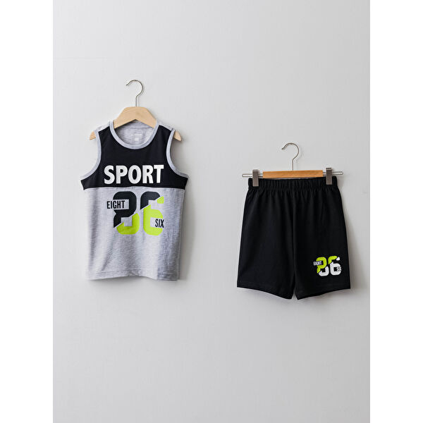 Bisiklet Yaka Baskılı Erkek Çocuk Şortlu Pijama Takımı Bisiklet Yaka Baskılı Erkek Çocuk Şortlu Pijama Takımı
