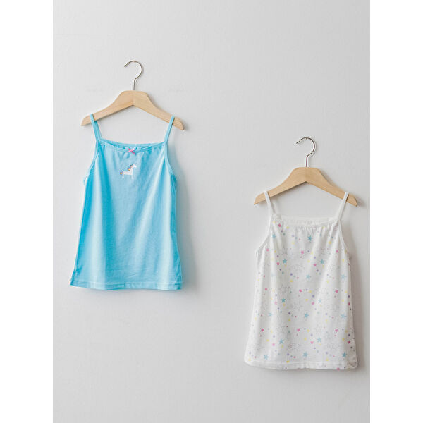 Baskılı Pamuklu Kız Çocuk Atlet 2'li