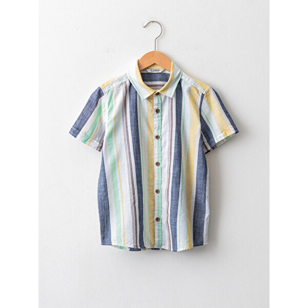 Çizgili Kısa Kollu Poplin Erkek Çocuk Gömlek