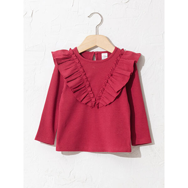 Bisiklet Yaka Uzun Kol Pamuklu Basic Kız Bebek Tişört