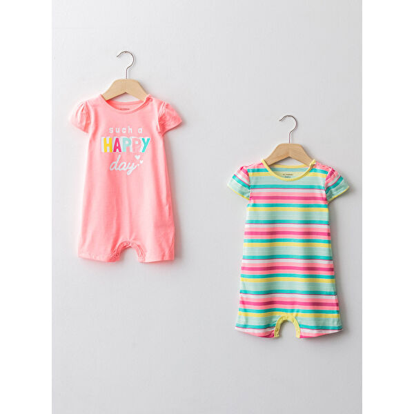 Bisiklet Yaka Kısa Kollu Kız Bebek Tulum 2'li Takım Bisiklet Yaka Kısa Kollu Kız Bebek Tulum 2'li Takım