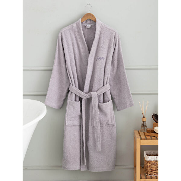 Kimono Yaka Nakışlı Kadın Bornoz