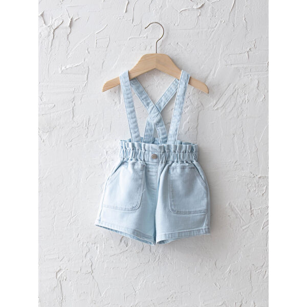 Pamuklu Beli Lastikli Basic Kız Bebek Jean Şort Pamuklu Beli Lastikli Basic Kız Bebek Jean Şort