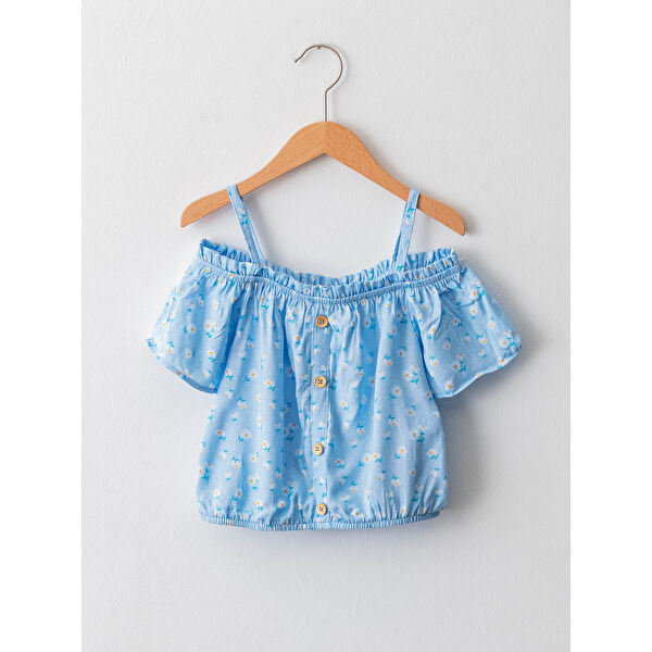 Desenli Omuzu Açık Kısa Kollu Viskon Kız Çocuk Bluz Desenli Omuzu Açık Kısa Kollu Viskon Kız Çocuk Bluz