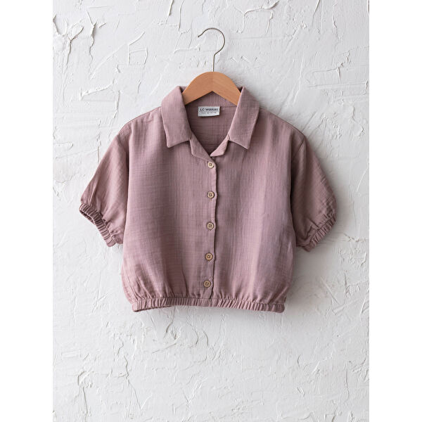 Kısa Kollu Basic Pamuklu Kız Çocuk Gömlek Kısa Kollu Basic Pamuklu Kız Çocuk Gömlek