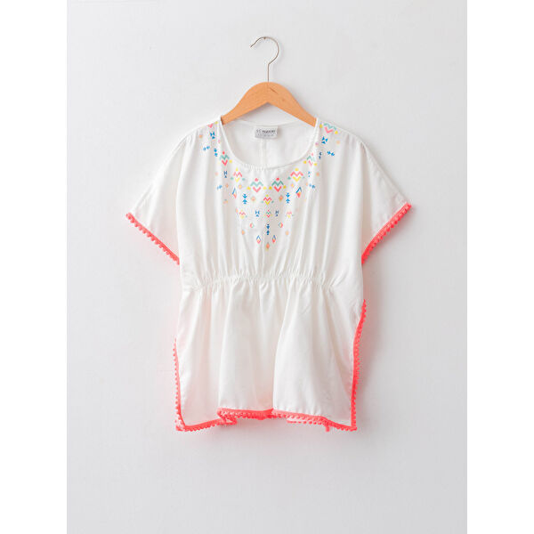 Bisiklet Yaka Baskılı Kısa kollu Pamuklu Kız Çocuk Pareo