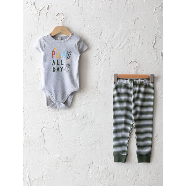 Bisiklet Yaka Kısa Kol Baskılı Erkek Bebek Pijama Takım