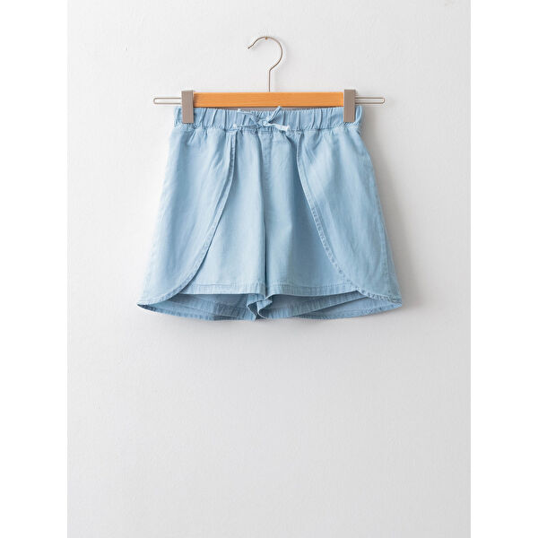 Beli Lastikli Basic Pamuklu Kız Çocuk Jean Şort