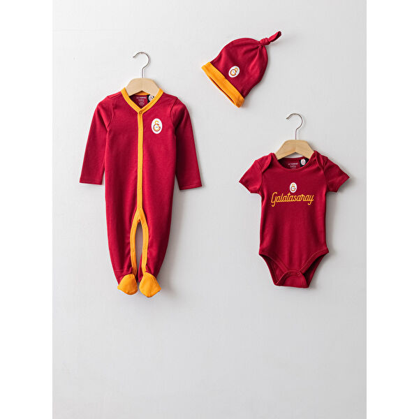 Galatasaray Baskılı Pamuklu Unisex Bebek Taraftar Takım 3'lü