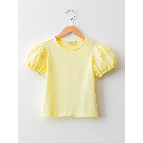 Bisiklet Yaka Basic Kısa Kollu Pamuklu Kız Çocuk Tişört