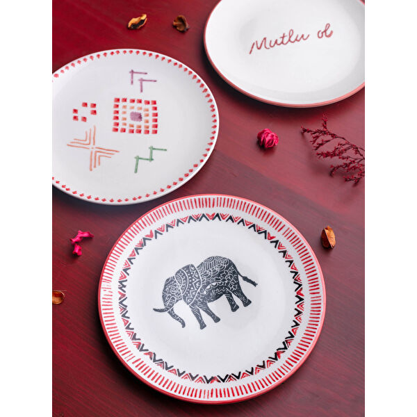 Desenli Seramik Tabak 21 Cm