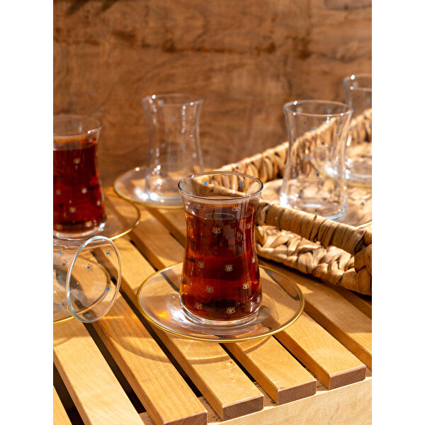 Baskılı Cam Çay Bardağı 6'lı