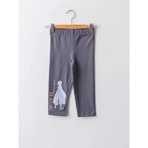 Beli Lastikli Elsa Baskılı Pamuklu Kız Çocuk Tayt