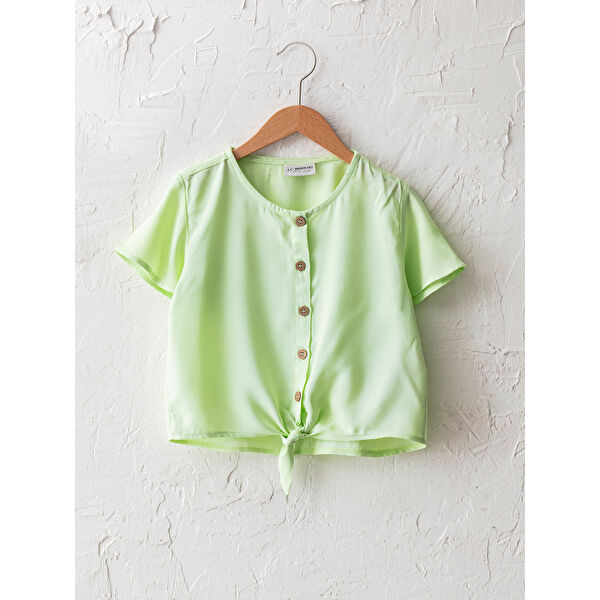 Bisiklet Yaka Basic Kısa Kollu Viskon Kız Çocuk Bluz Bisiklet Yaka Basic Kısa Kollu Viskon Kız Çocuk Bluz