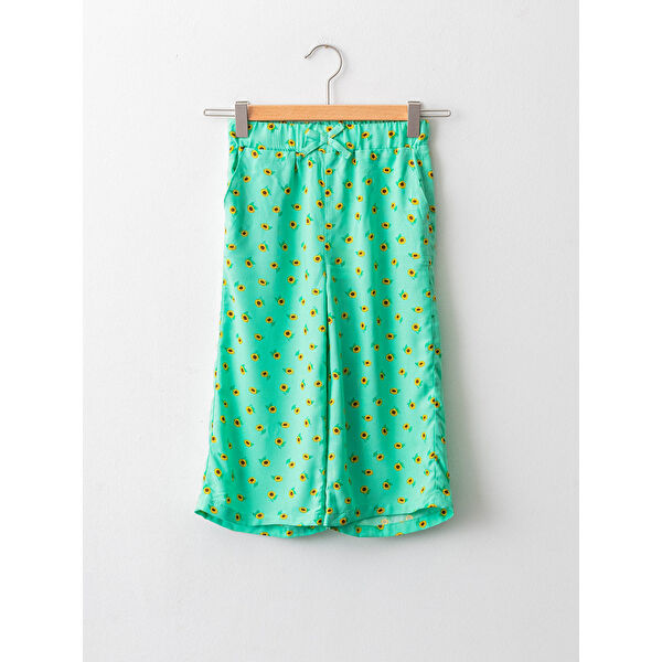 Beli Lastikli Desenli Viskon Kız Çocuk Capri Beli Lastikli Desenli Viskon Kız Çocuk Capri