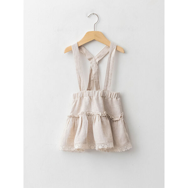 Beli Lastikli Dantel Detaylı Gabardin Kız Bebek Etek Beli Lastikli Dantel Detaylı Gabardin Kız Bebek Etek