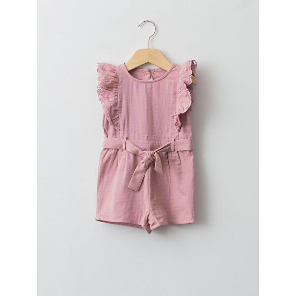 Bisiklet Yaka Fırfır Detaylı Basic Kız Bebek Salopet Bisiklet Yaka Fırfır Detaylı Basic Kız Bebek Salopet