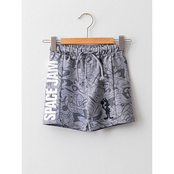 Beli Lastikli Space Jam Baskılı Erkek Bebek Şort