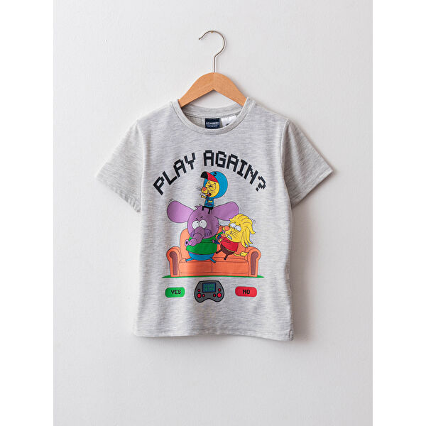 Bisiklet Yaka Kral Şakir Baskılı Kısa Kollu Erkek Çocuk Tişört