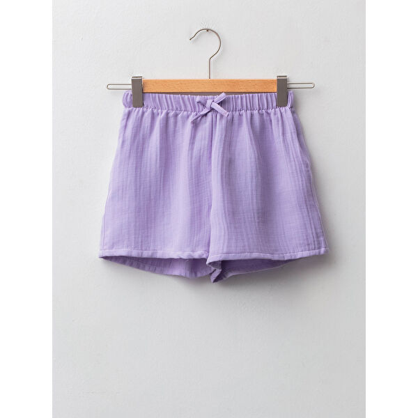 Beli Lastikli Basic Poplin Kız Çocuk Şort Beli Lastikli Basic Poplin Kız Çocuk Şort