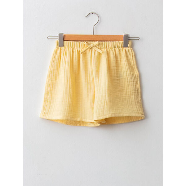 Beli Lastikli Basic Poplin Kız Çocuk Şort