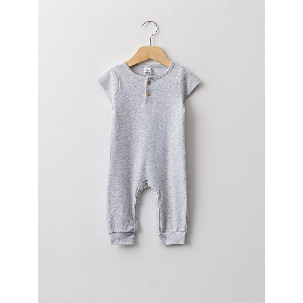 Bisiklet Yaka Kısa Kollu Basic Pamuklu Unisex Bebek Tulum