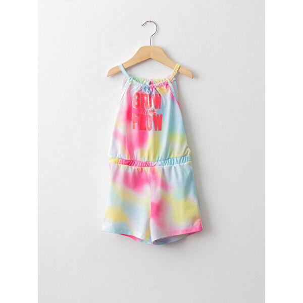 Baskılı Batik Desenli Askılı Kız Çocuk Tulum