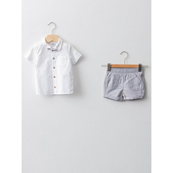 Kısa Kollu Erkek Bebek Exclusive Gömlek ve Şort 2'li Takım Kısa Kollu Erkek Bebek Exclusive Gömlek ve Şort 2'li Takım
