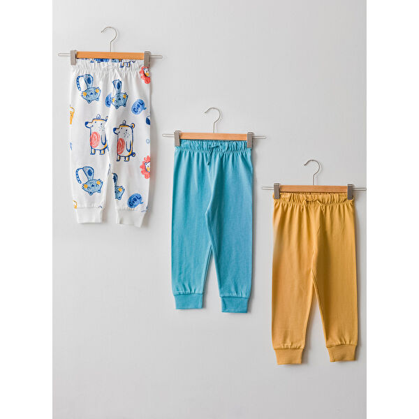Beli Lastikli Pamuklu Erkek Bebek Jogger Eşofman Altı 3'lü Beli Lastikli Pamuklu Erkek Bebek Jogger Eşofman Altı 3'lü