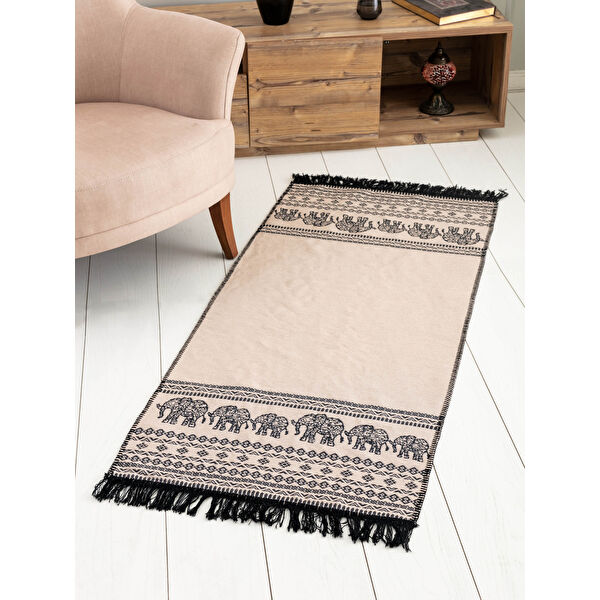 Çift Taraflı Jakarlı Saçaklı Halı 70x140 Cm