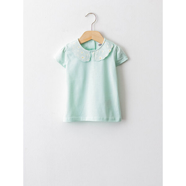 Bebe Yaka Kısa Kollu Pamuklu Kız Bebek Tişört Bebe Yaka Kısa Kollu Pamuklu Kız Bebek Tişört