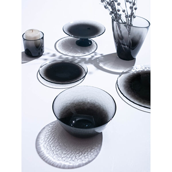 Renk Bloklu Cam Kase 21 Cm