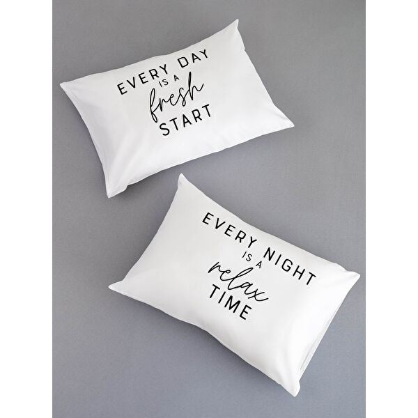 Slogan Baskılı Dokuma Yastık Kılıfı 2'li 50x70 Cm Slogan Baskılı Dokuma Yastık Kılıfı 2'li 50x70 Cm