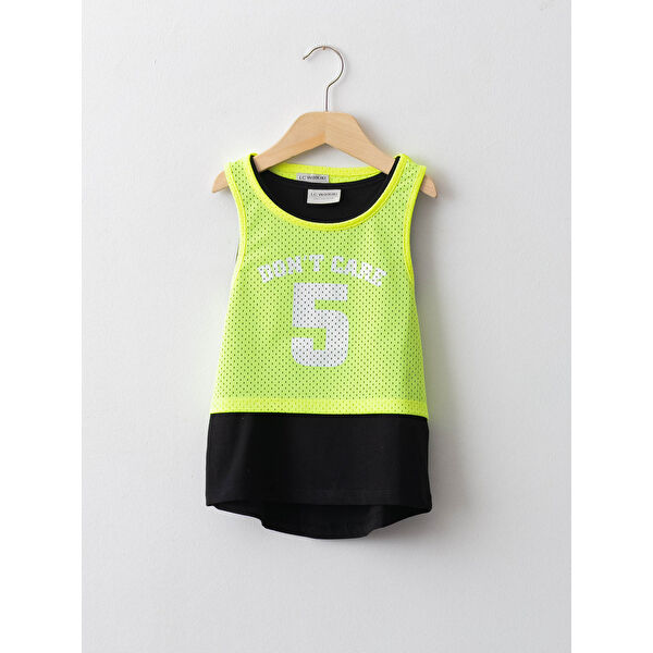 Bisiklet Yaka Baskılı Kız Çocuk Crop Atlet ve Basic Atlet Bisiklet Yaka Baskılı Kız Çocuk Crop Atlet ve Basic Atlet