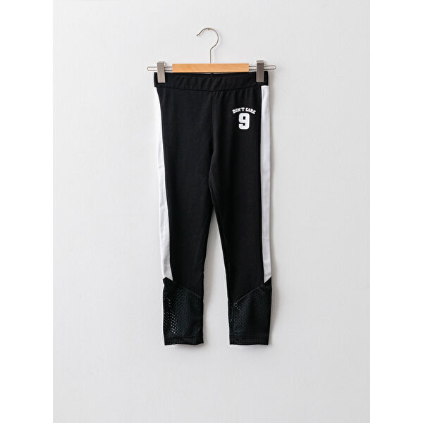 Beli Lastikli Baskılı File Detaylı Kız Çocuk Uzun Tayt