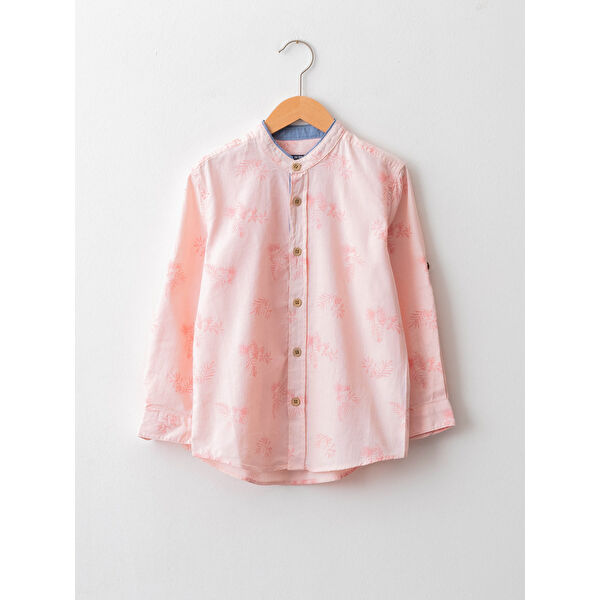 Hakim Yaka Desenli Uzun Kollu Pamuklu Erkek Çocuk Gömlek