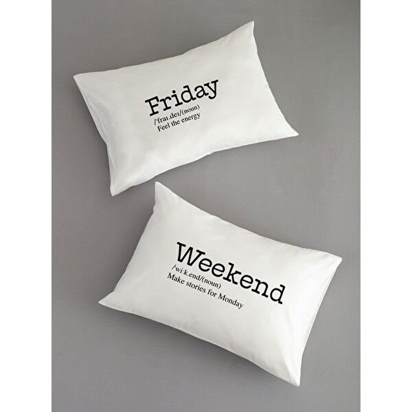 Slogan Baskılı Dokuma Yastık Kılıfı 2'li 50x70 Cm Slogan Baskılı Dokuma Yastık Kılıfı 2'li 50x70 Cm