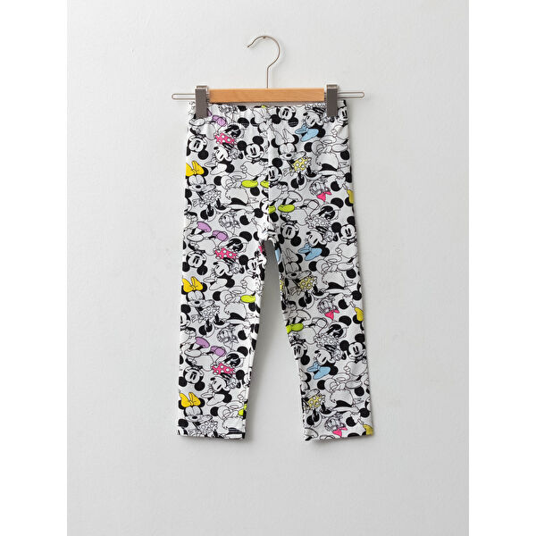 Beli Lastikli Minnie Mouse Baskılı Pamuklu Kız Çocuk Tayt