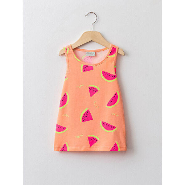 Bisiklet Yaka Baskılı Pamuklu Kız Çocuk Atlet