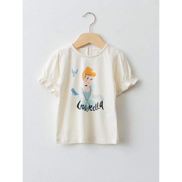 Bisiklet Yaka Kısa Kollu Princess Baskılı Kız Bebek Tişört Bisiklet Yaka Kısa Kollu Princess Baskılı Kız Bebek Tişört