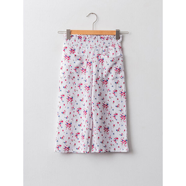 Beli Lastikli Desenli Kız Çocuk Bilek Boy Pantolon