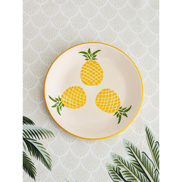 Ananas Desenli Seramik Pasta Tabağı 21 Cm Ananas Desenli Seramik Pasta Tabağı 21 Cm