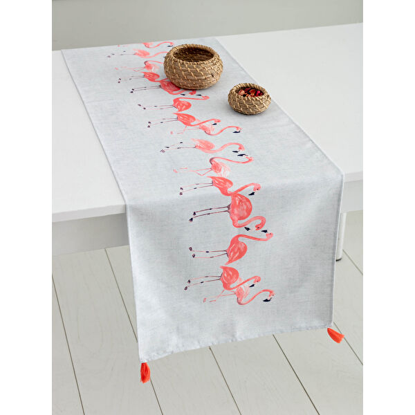 Flamingo Baskılı Püskül Detaylı Runner 45x150 Cm Flamingo Baskılı Püskül Detaylı Runner 45x150 Cm