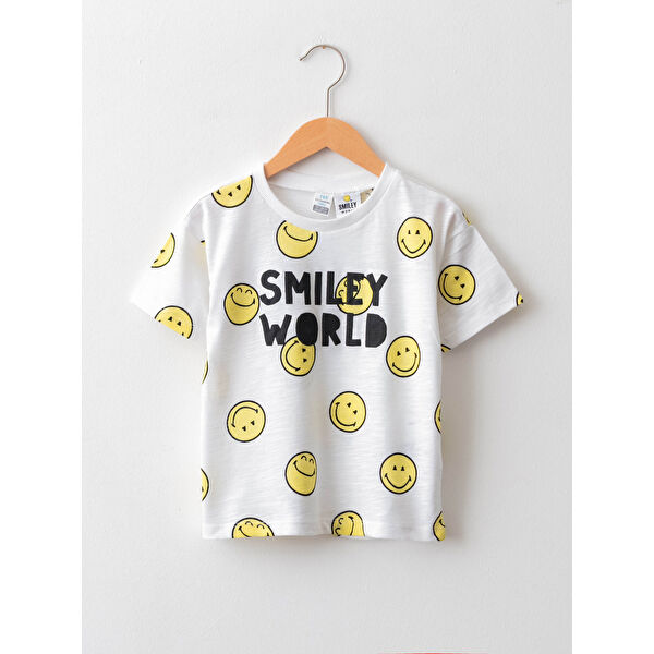 Bisiklet Yaka Kısa Kollu Smiley Baskılı Erkek Bebek Tişört Bisiklet Yaka Kısa Kollu Smiley Baskılı Erkek Bebek Tişört