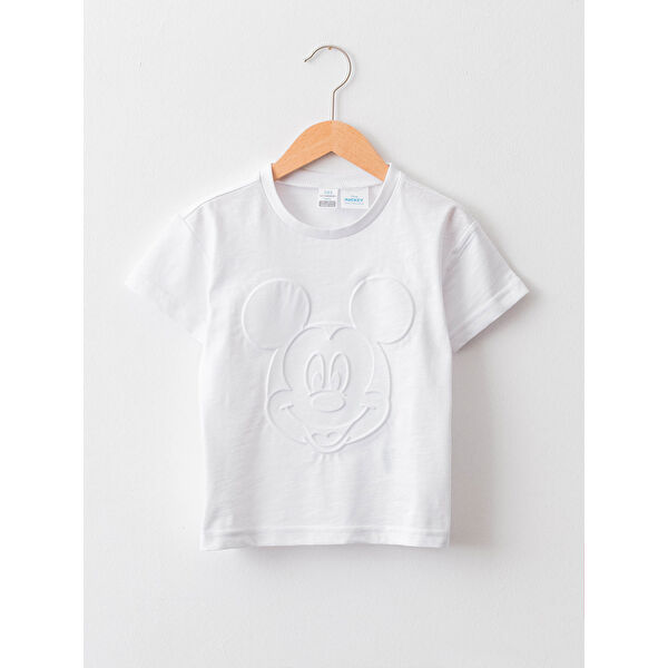 Bisiklet Yaka Kısa Kollu Mickey Mouse Kabartmalı Erkek Bebek Tişört Bisiklet Yaka Kısa Kollu Mickey Mouse Kabartmalı Erkek Bebek Tişört