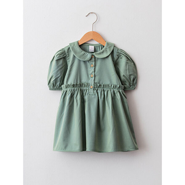 Bebe Yaka Uzun Kollu Basic Kız Bebek Elbise