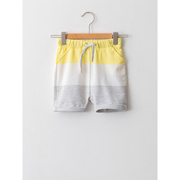 Beli Lastikli Renk Bloklu Erkek Bebek Şort