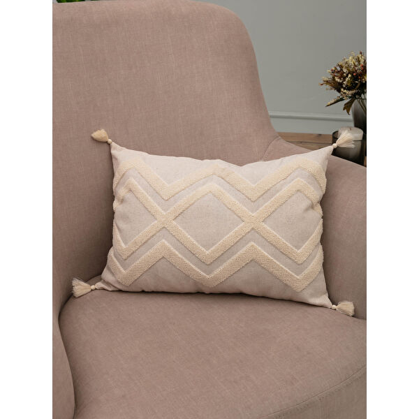 Punch Nakış Detaylı Püsküllü Kırlent Kılıfı 50x35 Cm Punch Nakış Detaylı Püsküllü Kırlent Kılıfı 50x35 Cm
